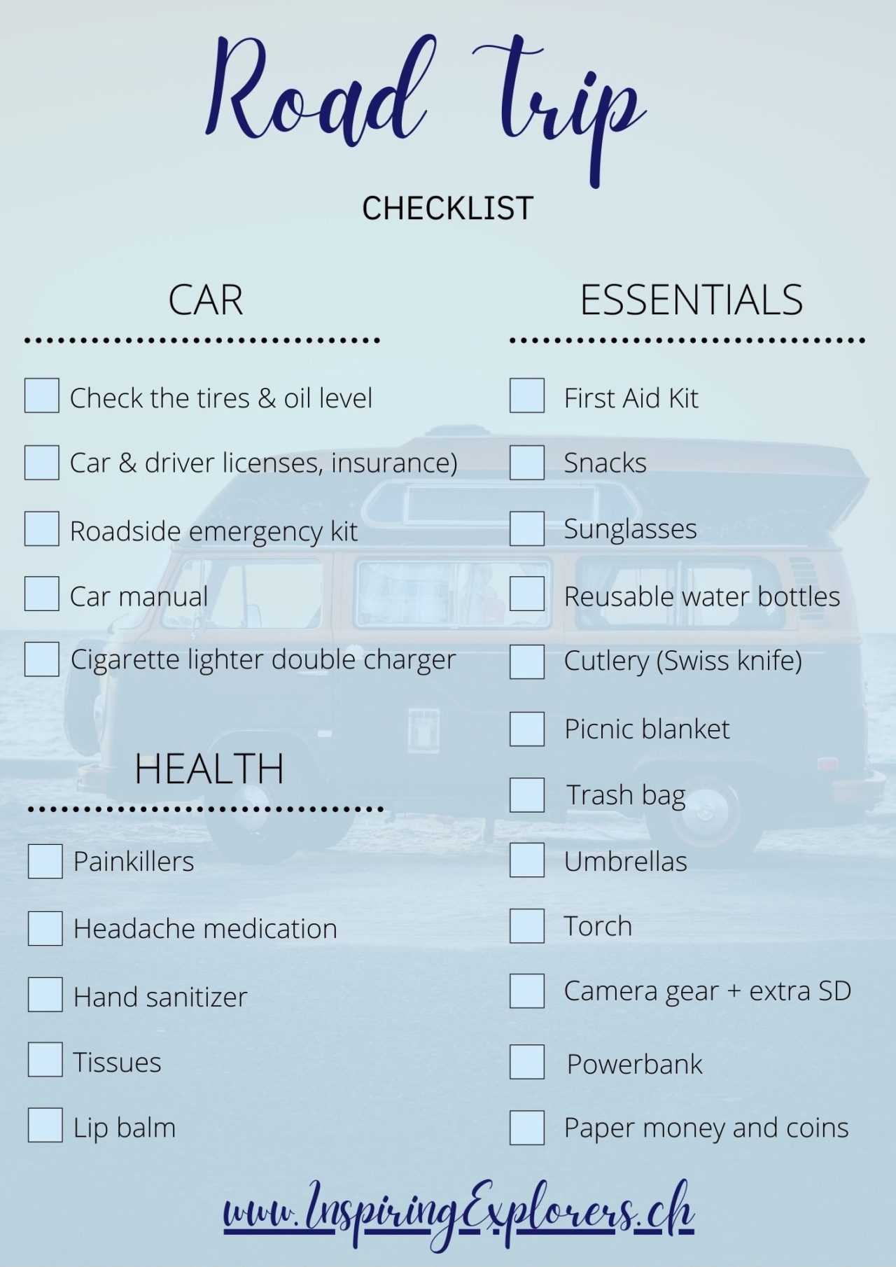 Road Trip Checklist | Inspiring Explorers